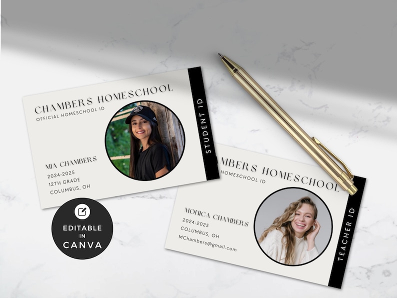 Editable Homeschool ID Card, Printable Teacher ID Card, Customizable ...