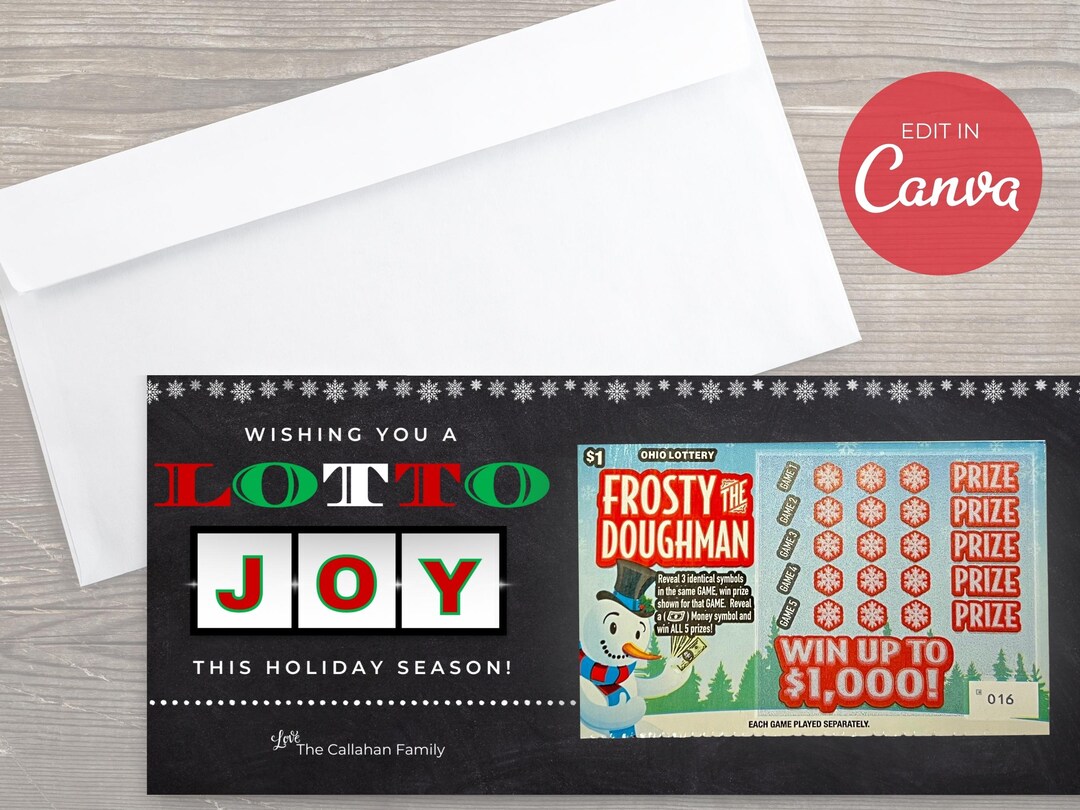 Printable Christmas Lottery Card Holder Canva Template, Editable ...