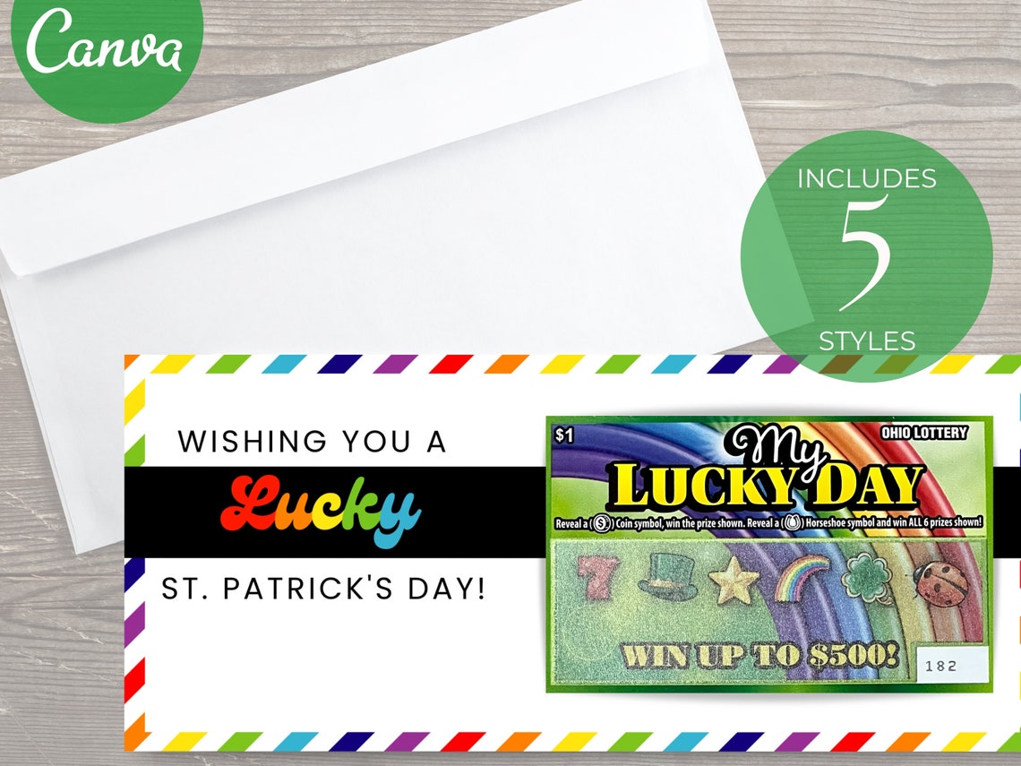 St Patrick's Day Lotto Tickets DIY Editable Template Personalize With ...