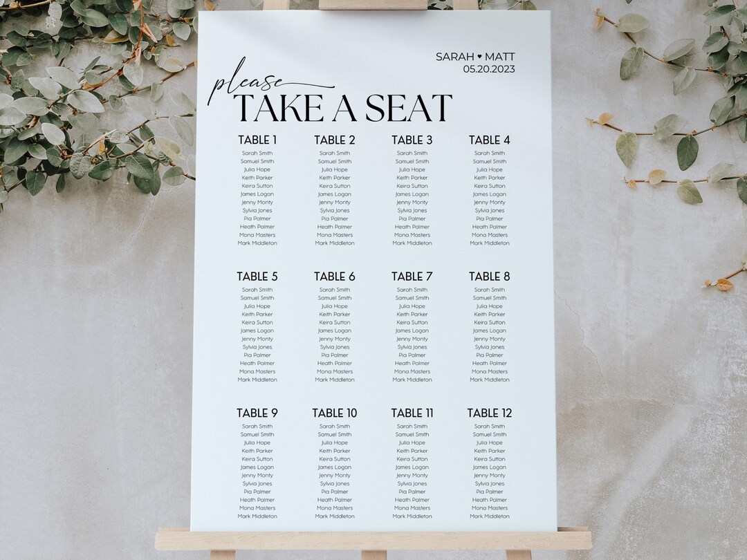 Traditional Wedding Seating Plan | Classic Seating Plan Sign Printable ...