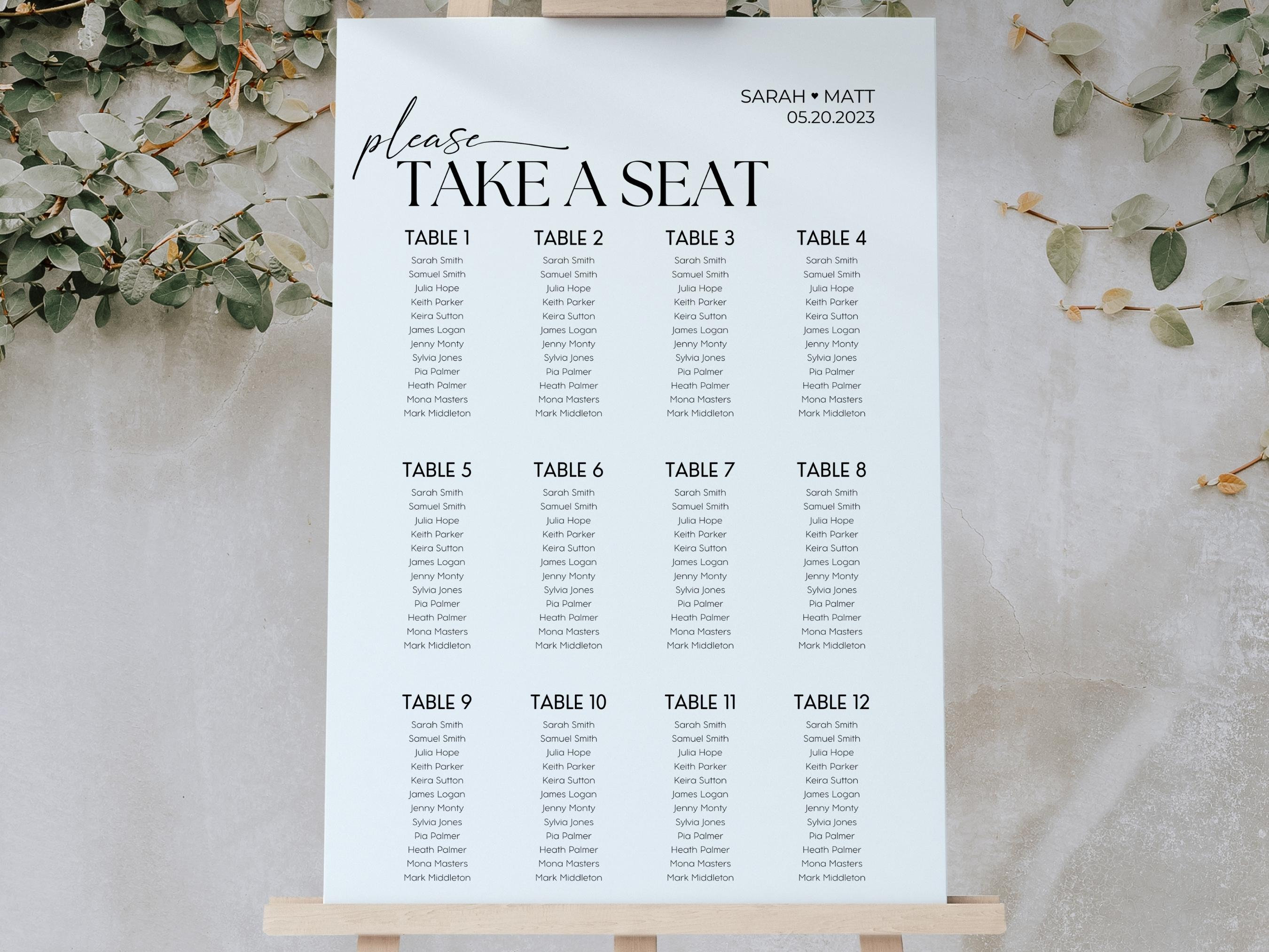 Traditional Wedding Seating Plan Classic Seating Plan Sign Printable ...