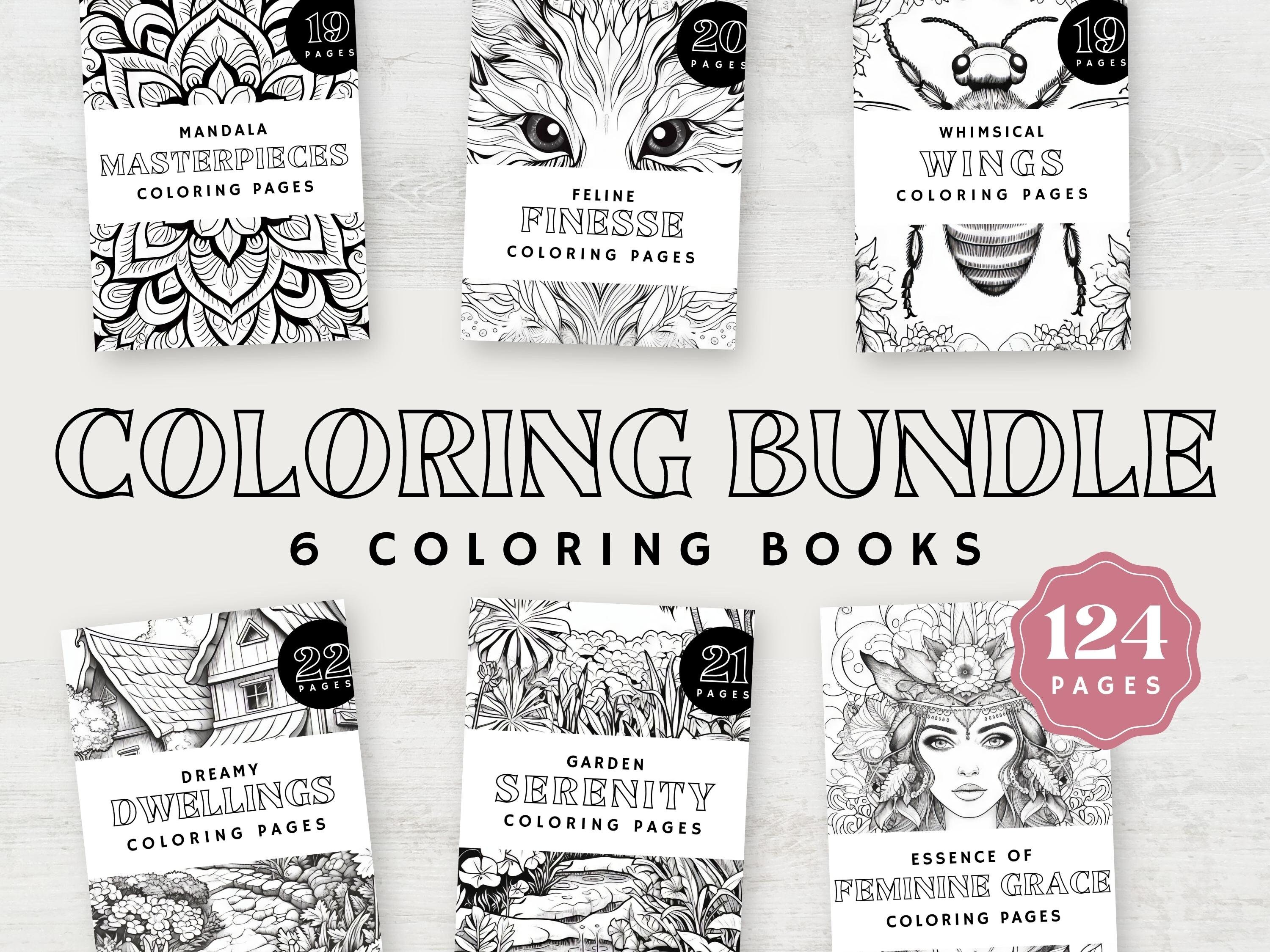 Printable Coloring Pages Bundle Digital Download Adult & - Etsy