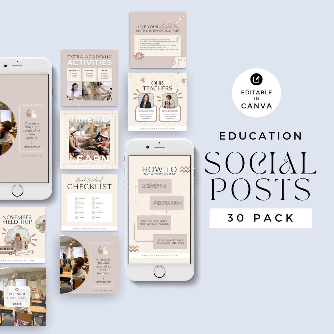 Education Instagram Post Canva Templates: Back to School Social Media ...