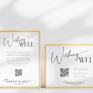 Wishing Well Sign Canva Template, Wedding QR Code Sign Printable ...