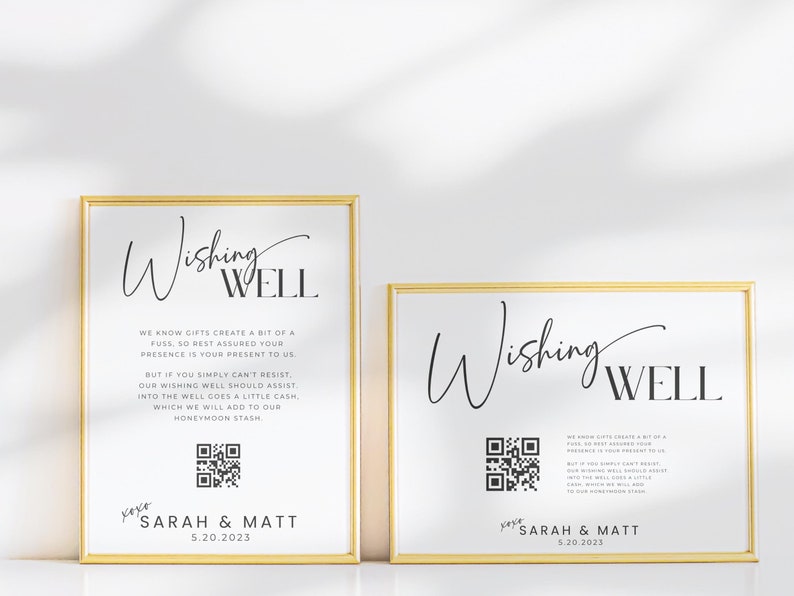 Wishing Well Sign Canva Template, Wedding QR Code Sign Printable ...