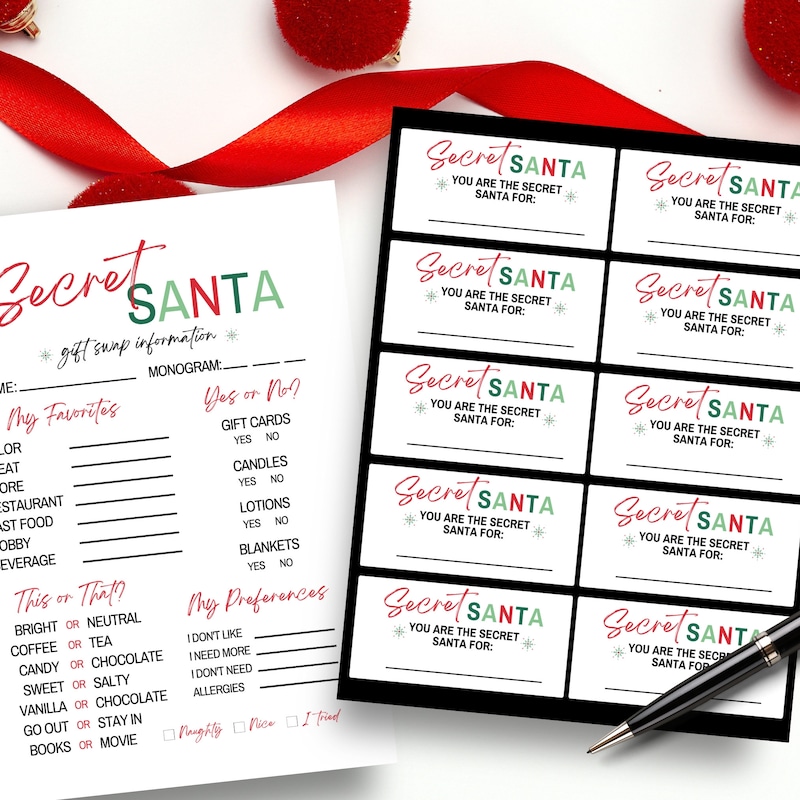 Secret Santa Poster Template - Etsy UK