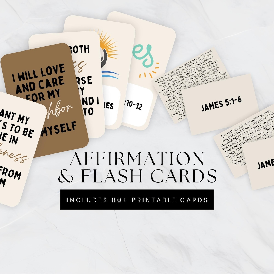 Prayer Cards, Blank Scripture Cards , Printable James Scripture Cards ...
