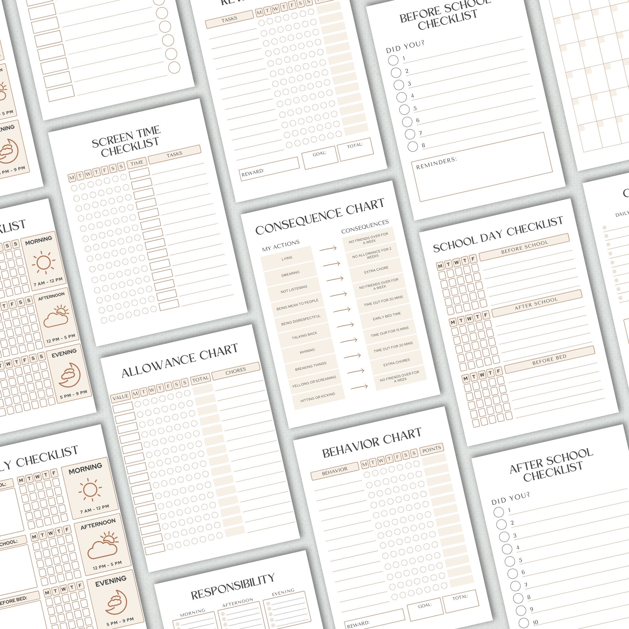 Editable Behavior Chart Template Responsibility Chart Reward System for ...