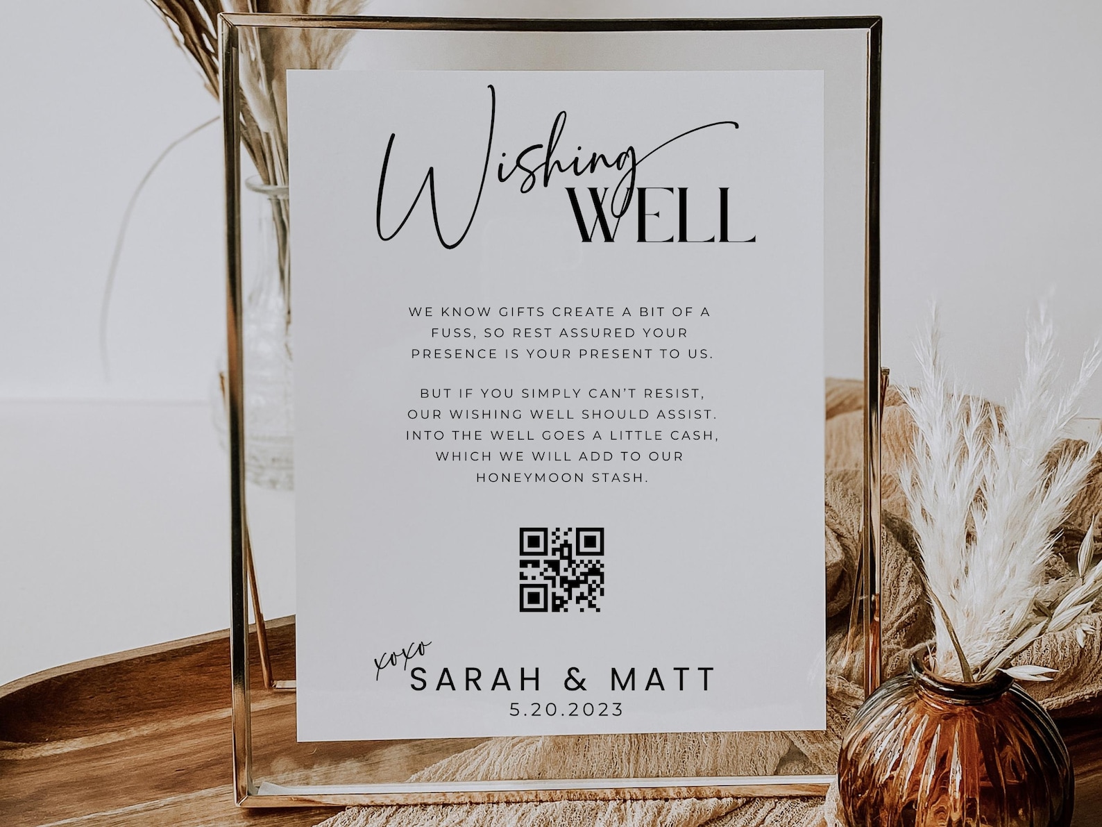 Wishing Well Sign Canva Template, Wedding QR Code Sign Printable ...