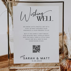 Wishing Well Sign Canva Template, Wedding QR Code Sign Printable ...