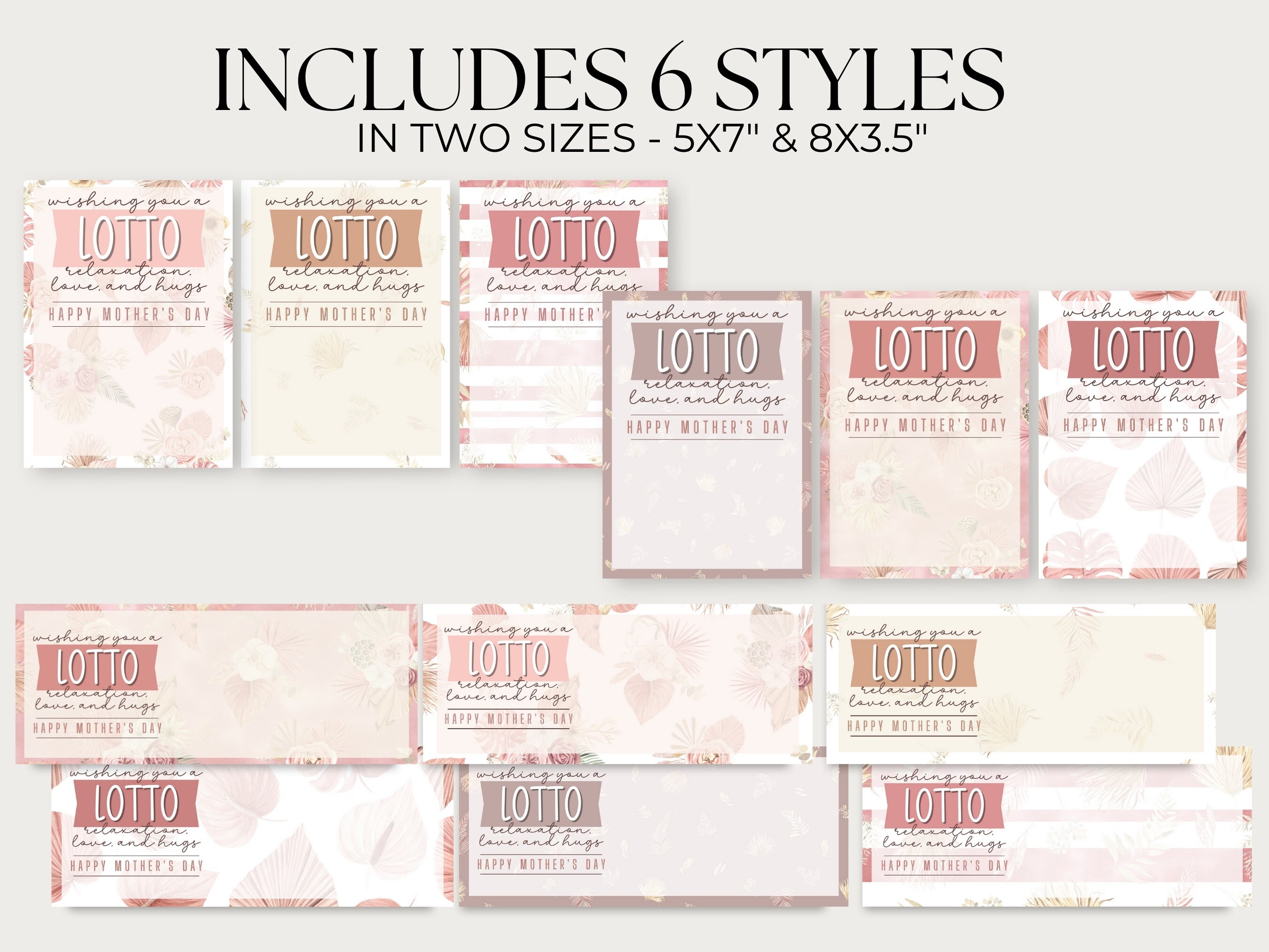 Boho Watercolor Mother's Day Lotto Ticket Holder Template - Etsy