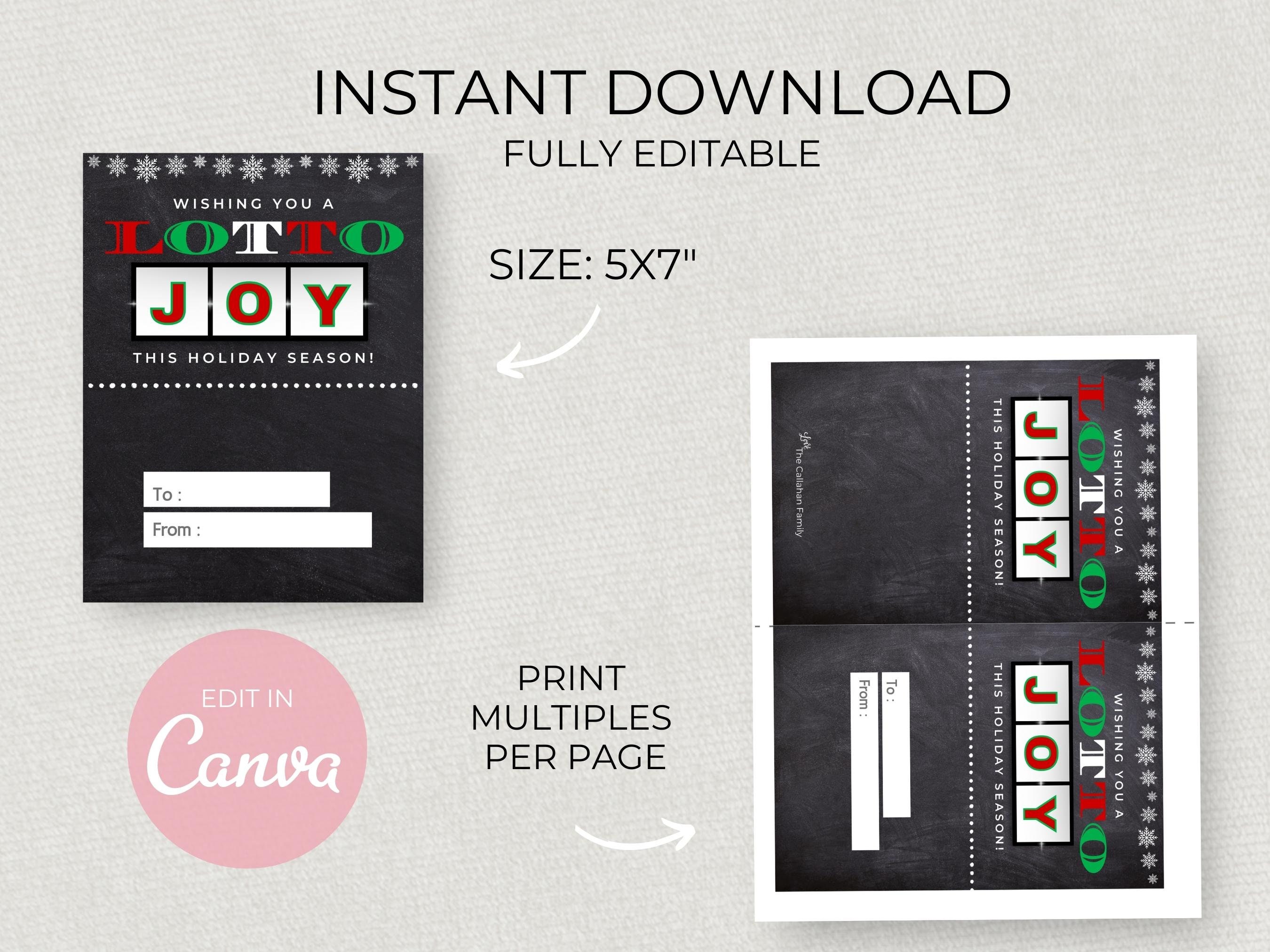 Christmas Lottery Card Holder Canva Template, Personalized Lotto Gift ...