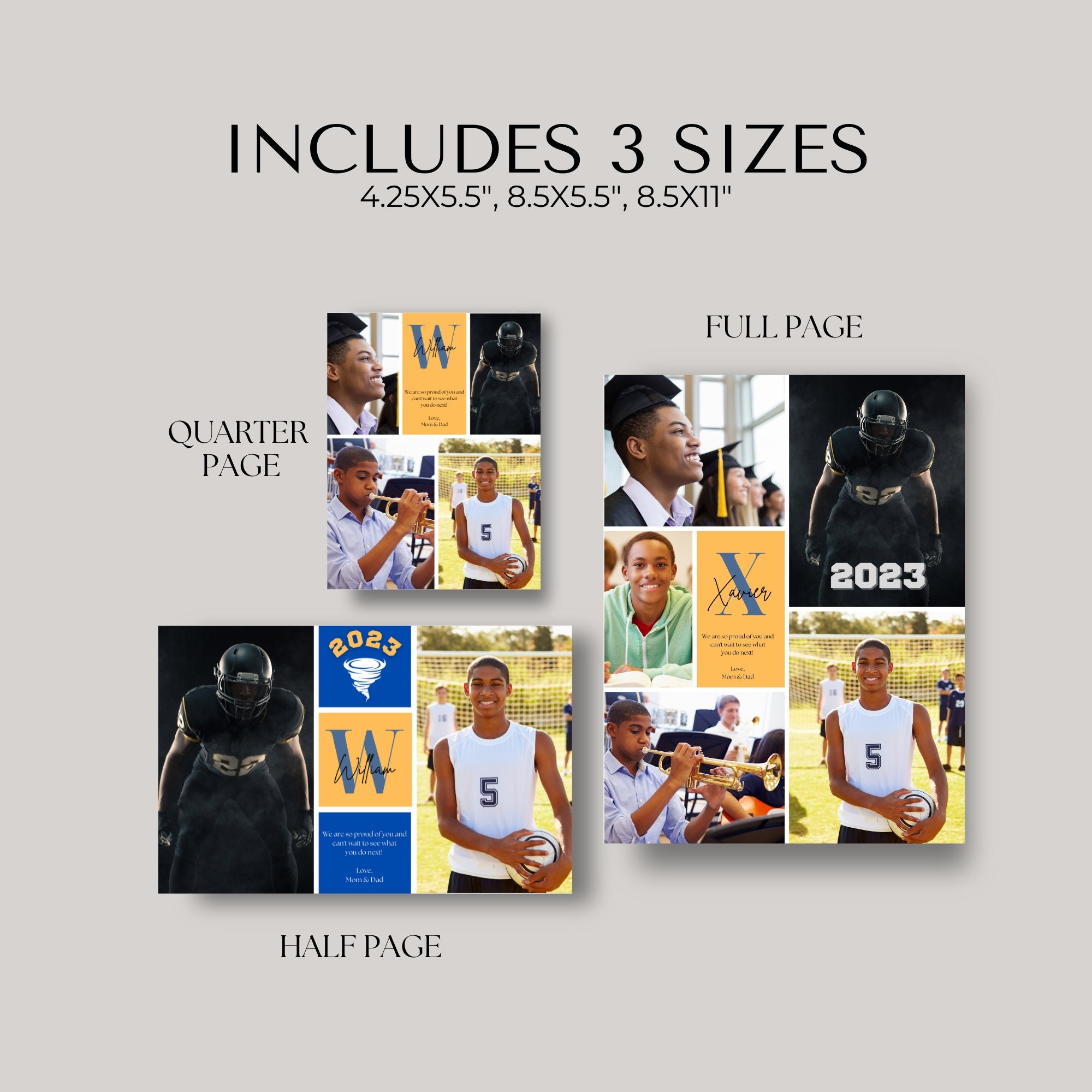 Senior Ad Yearbook Template Canva, High School Graduation Tribute, Grad ...