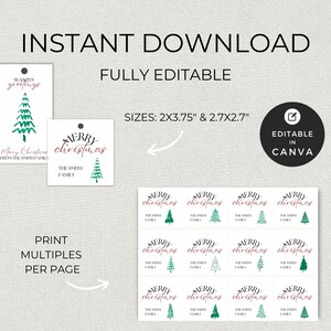 Canva Template Christmas Gift Tag, Simple Printable & Editable Clean ...