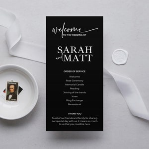 Minimalist Wedding Program Canva Template, Slim Order of Service, 4x8 ...