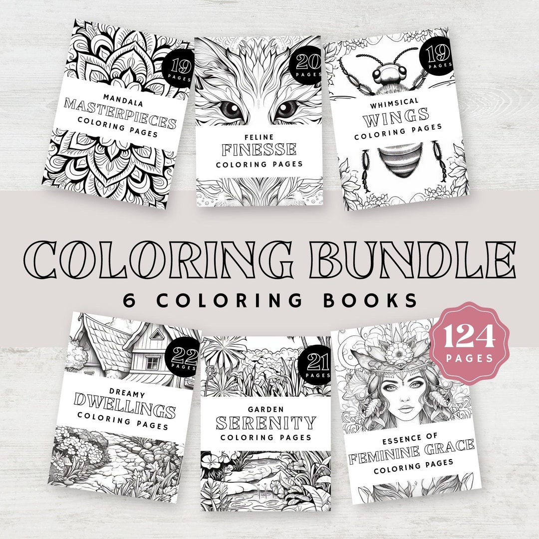 Printable Coloring Pages Bundle | Digital Download | Adult & Kid ...