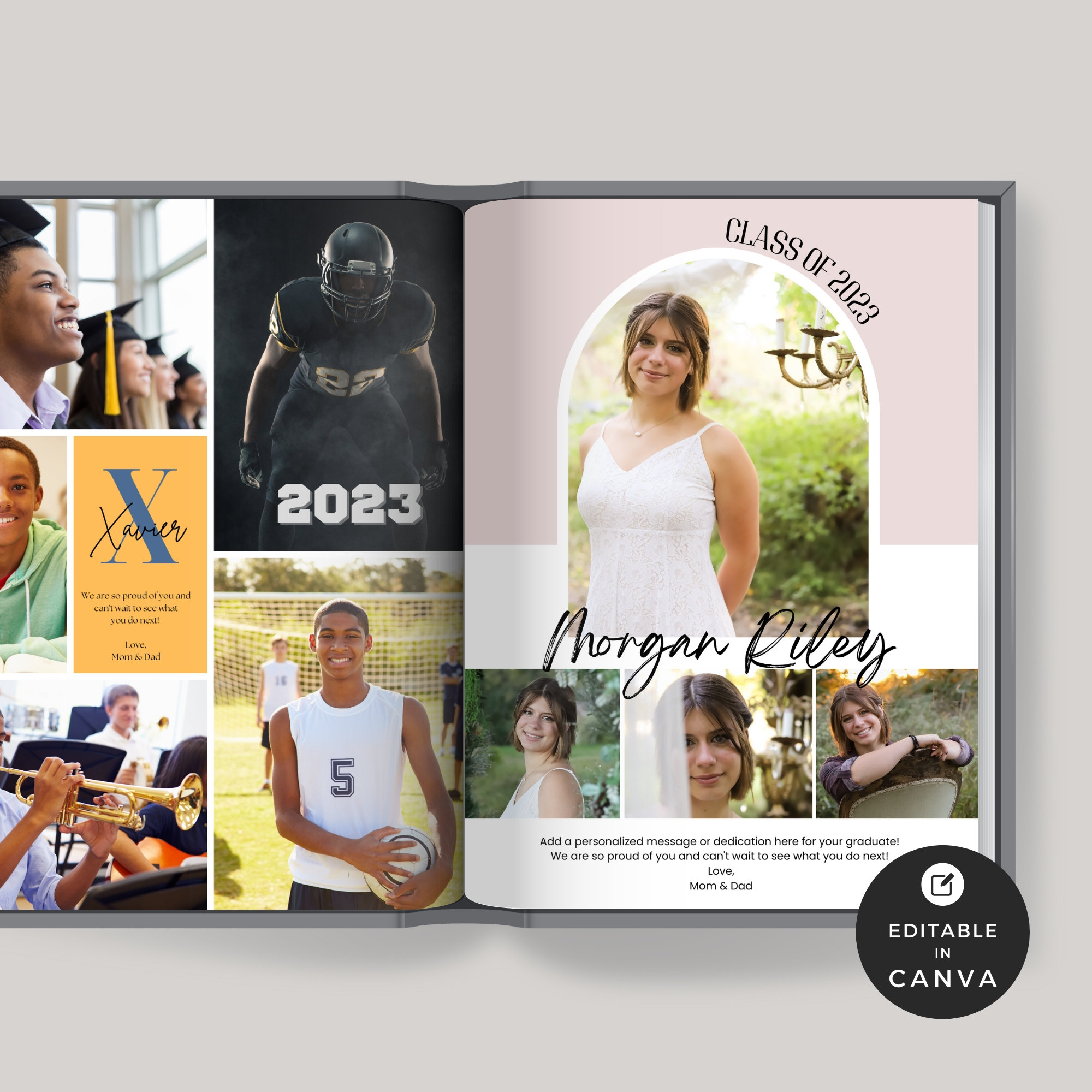 Senior Ad Yearbook Template Canva, Boho High School Graduation Tribute ...