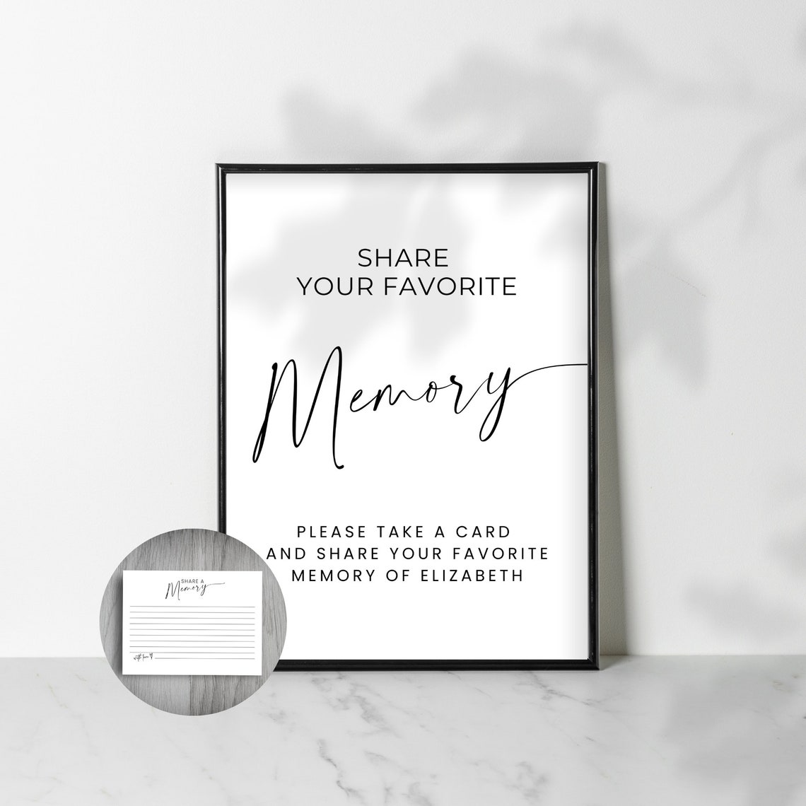 Editable Funeral Share A Memory Template Funeral Memory Cards Instant ...
