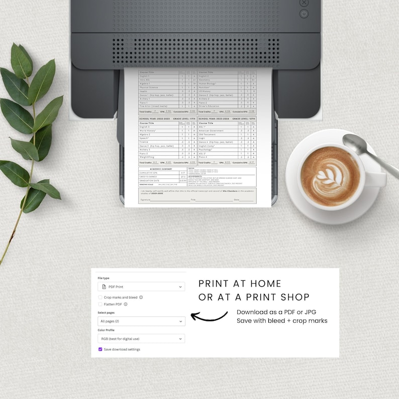 Fillable Printable High School Transcript Canva Template, Editable ...