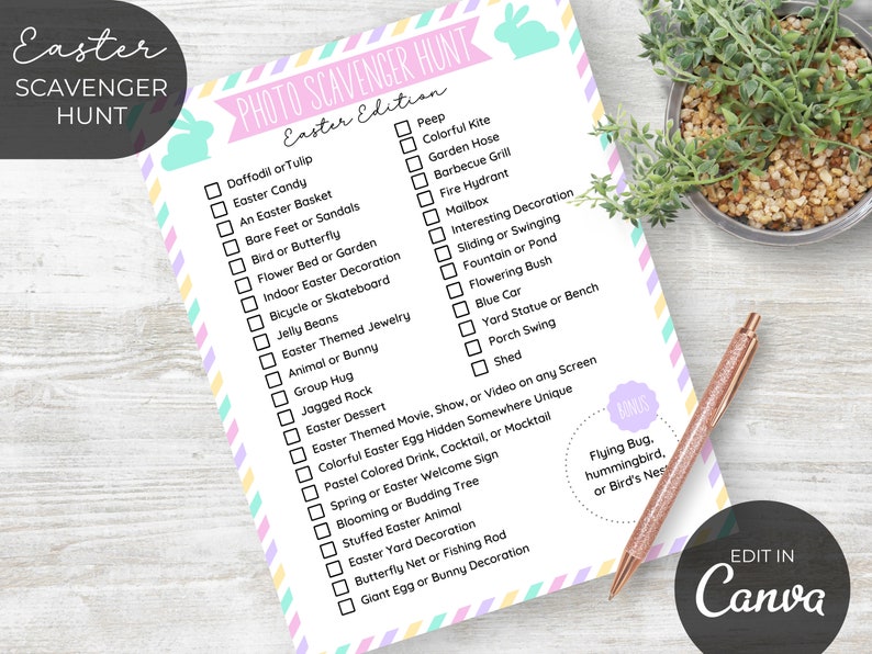 Editable Easter Scavenger Hunt Clues: Photo & Traditional (canva ...