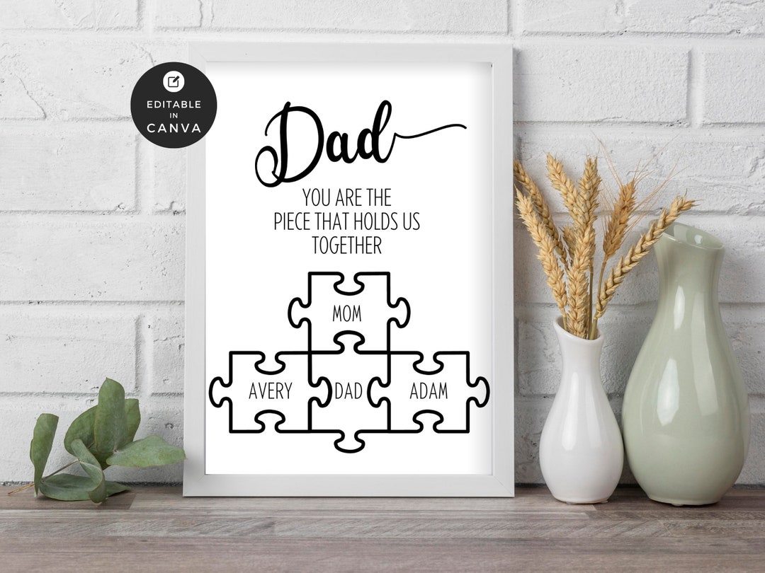 Last Minute Father's Day Gifts | Dad Puzzle Sign | Canva Template | You ...