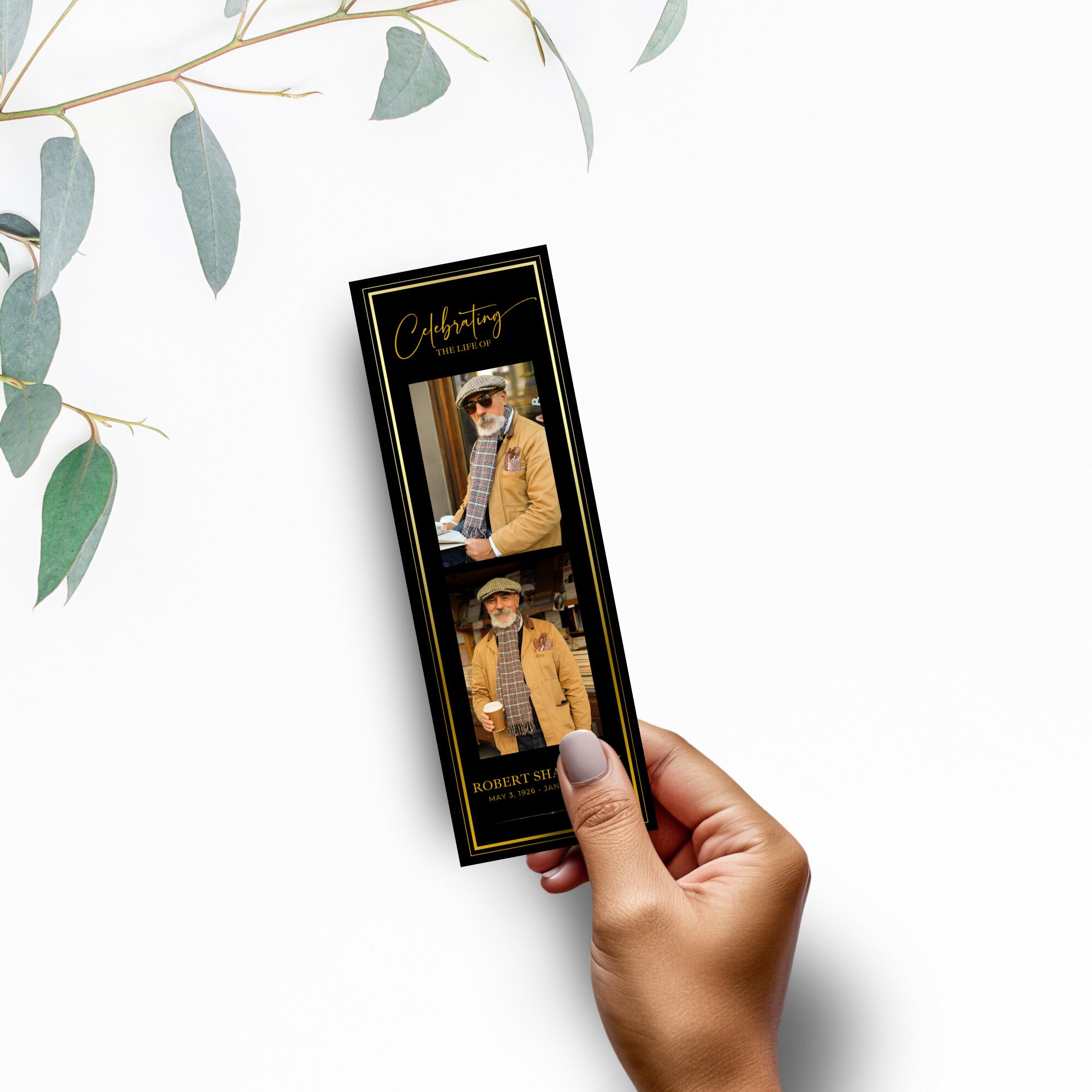 Memorial Bookmark for Funeral, Obituary Bookmark, Printable Funeral ...