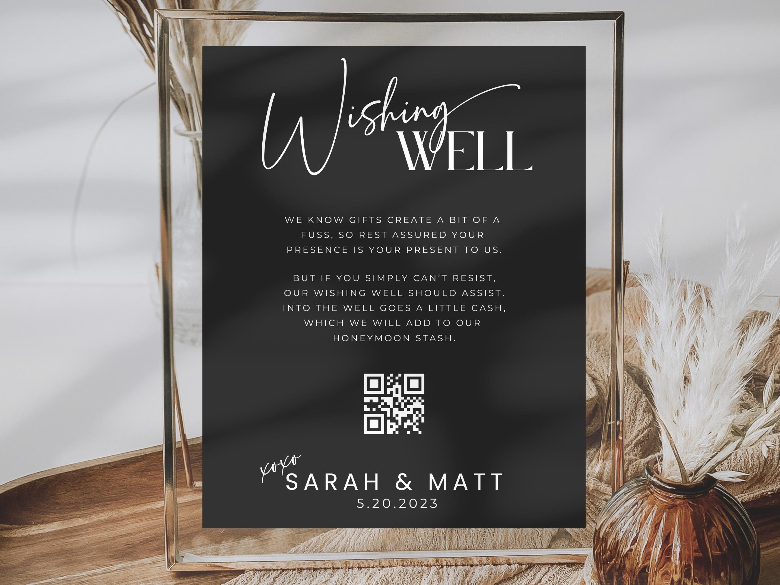 Wishing Well Sign Canva Template, Wedding QR Code Sign Printable ...