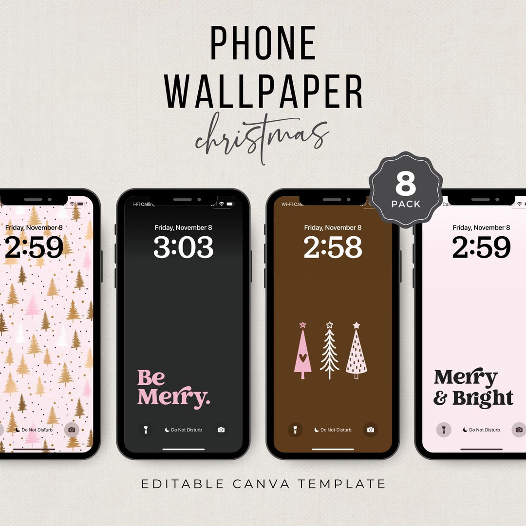 Christmas Phone Wallpaper Packs, Aesthetic Holiday Backgrounds, Cozy ...