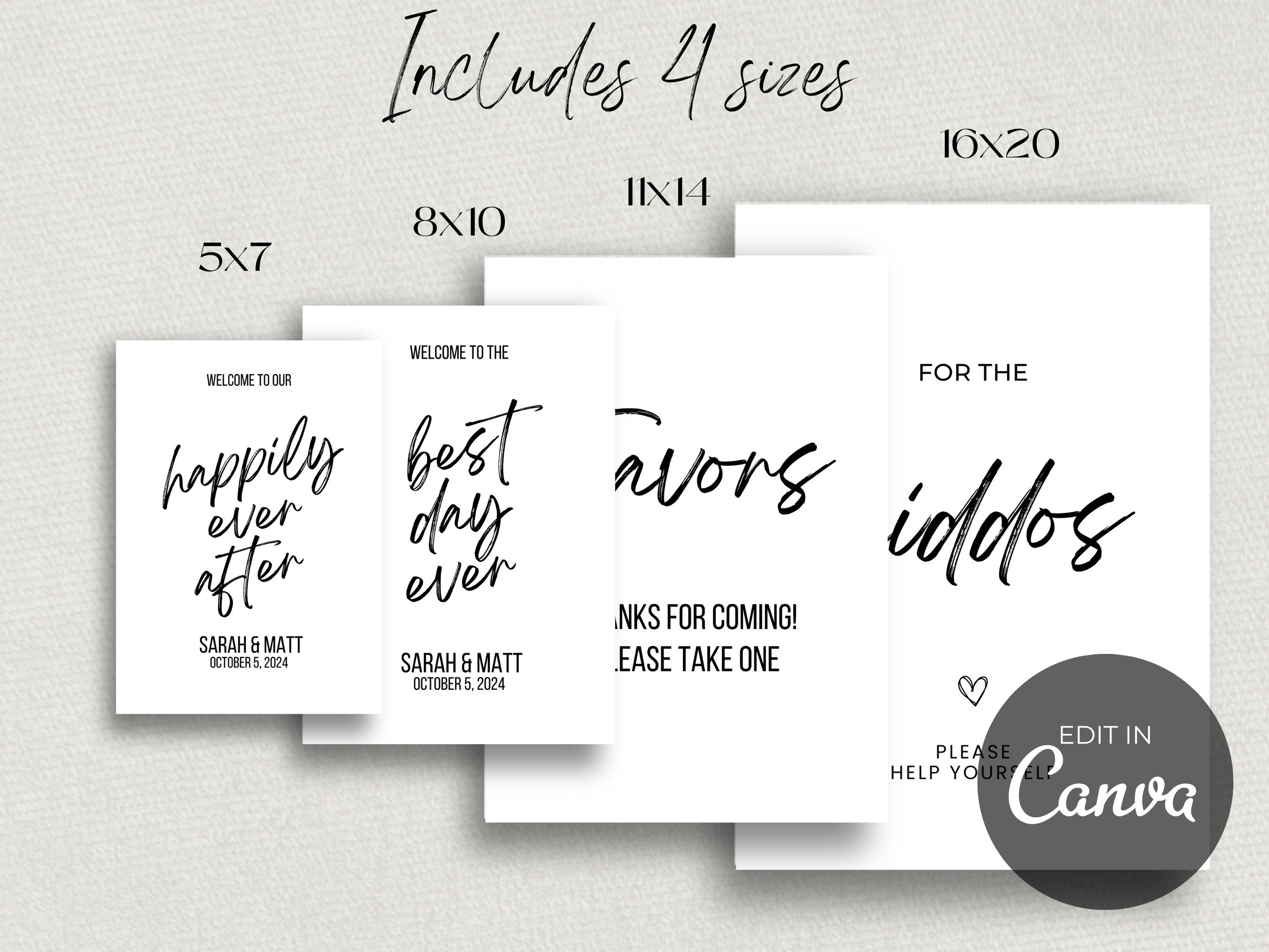 Wedding Reception Sign Bundle Canva Template Signs for Bridal - Etsy