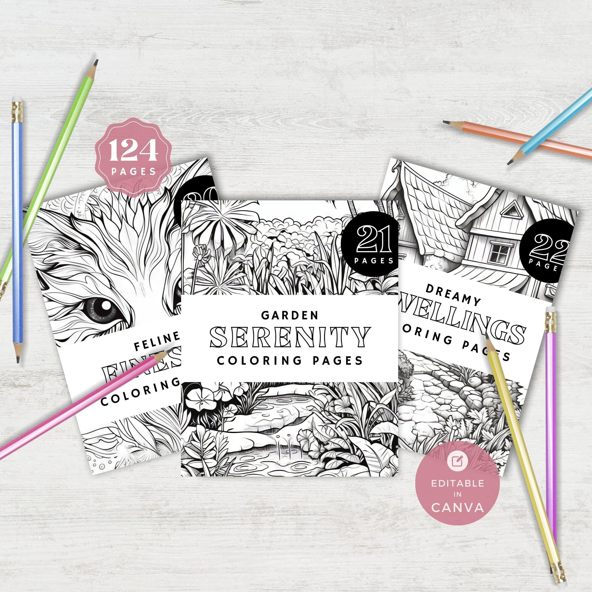 Printable Coloring Pages Bundle Digital Download Adult & Kid Coloring ...