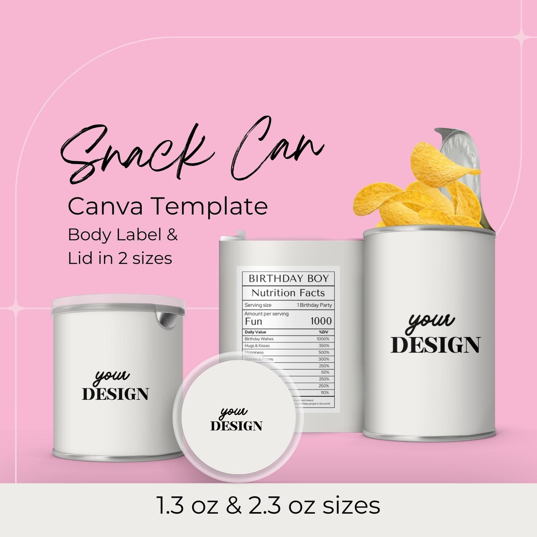 Chip Can Label Template: Birthday Party Favor (digital Download) - Etsy