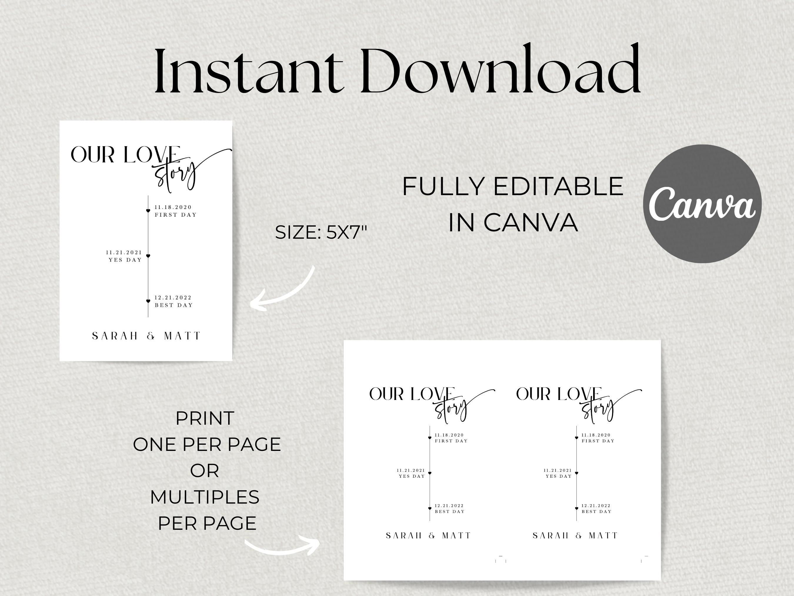 Wedding Signage Template for Canva, Clean Our Love Story Sign, First ...