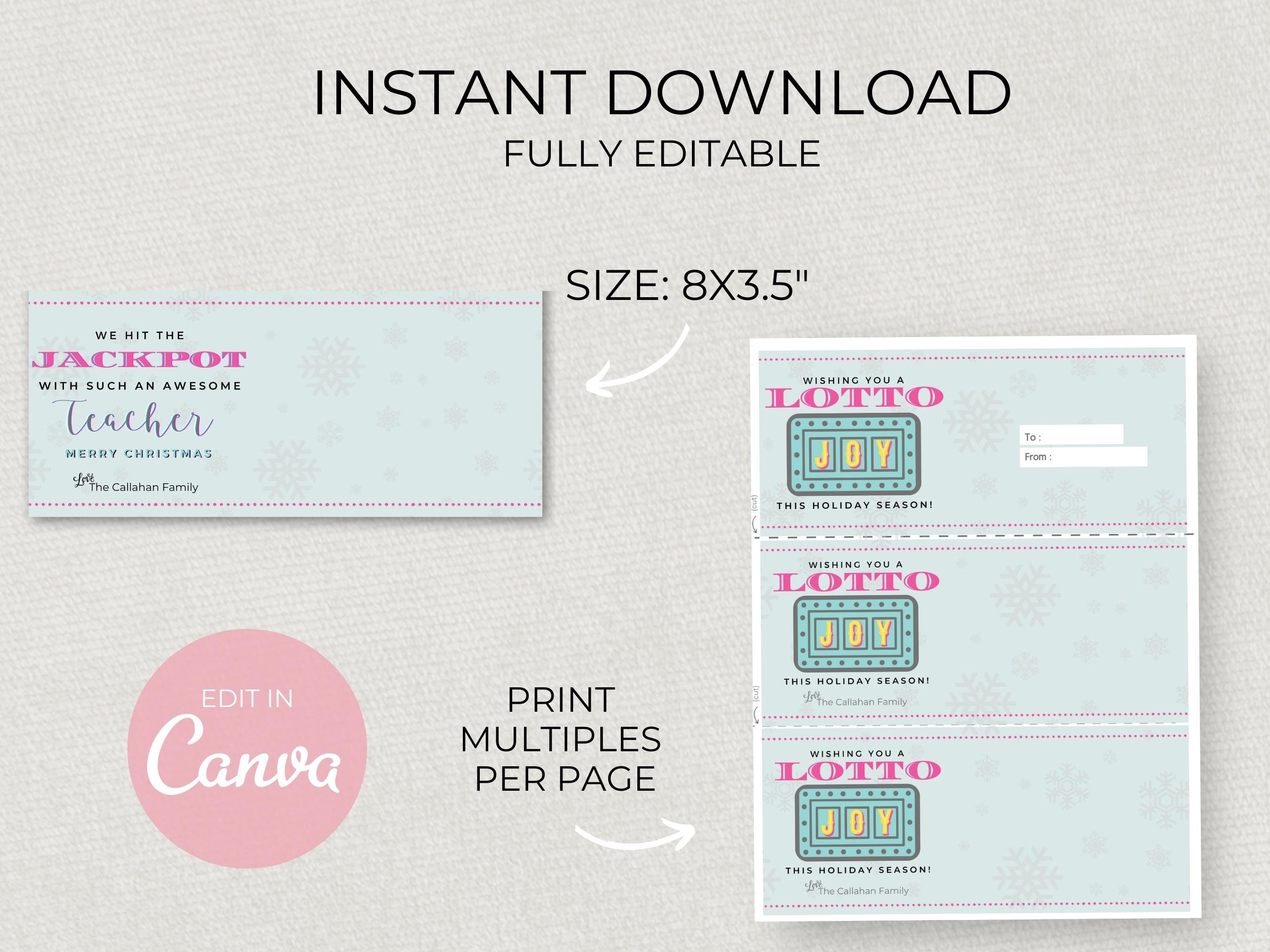 Printable Christmas Lottery Card Holder Canva Template, Editable ...