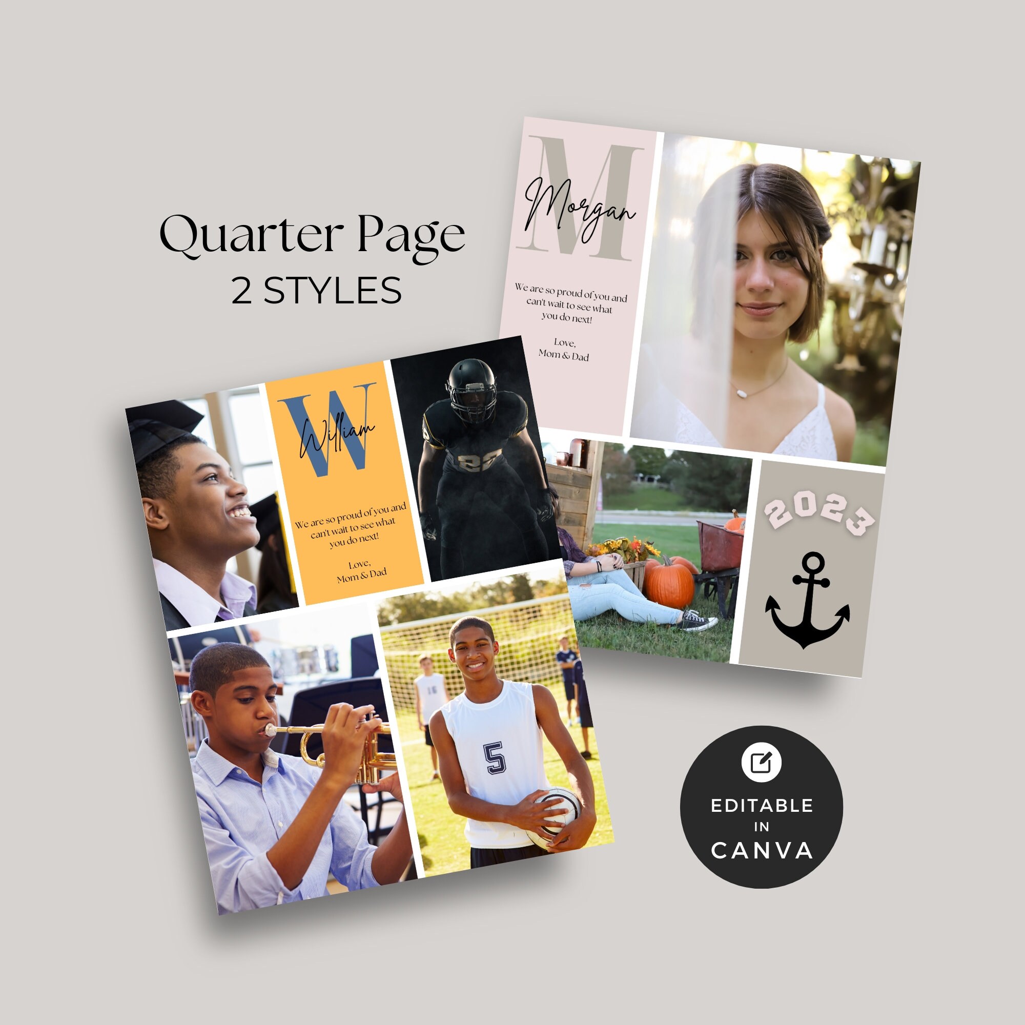 Yearbook Ad Half Page Canva, Senior Ad Yearbook, High School Graduation ...