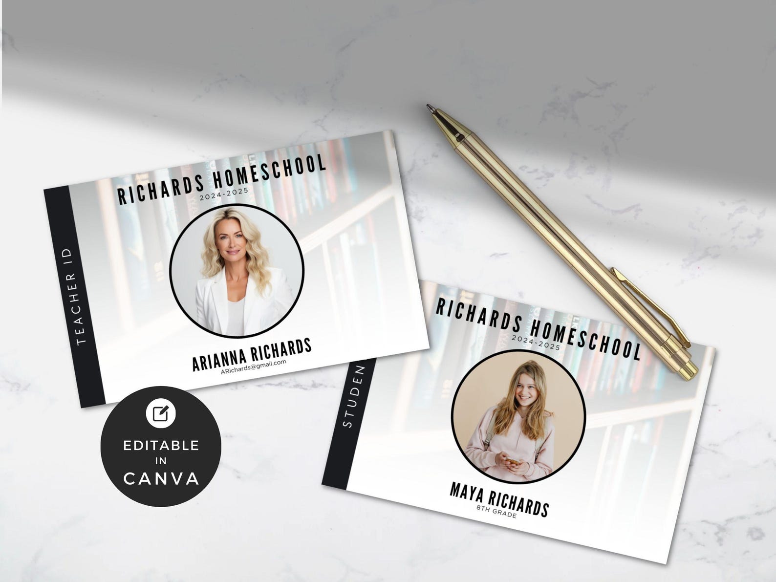 Editable Homeschool ID Card Template: Teacher & Student (canva) - Etsy