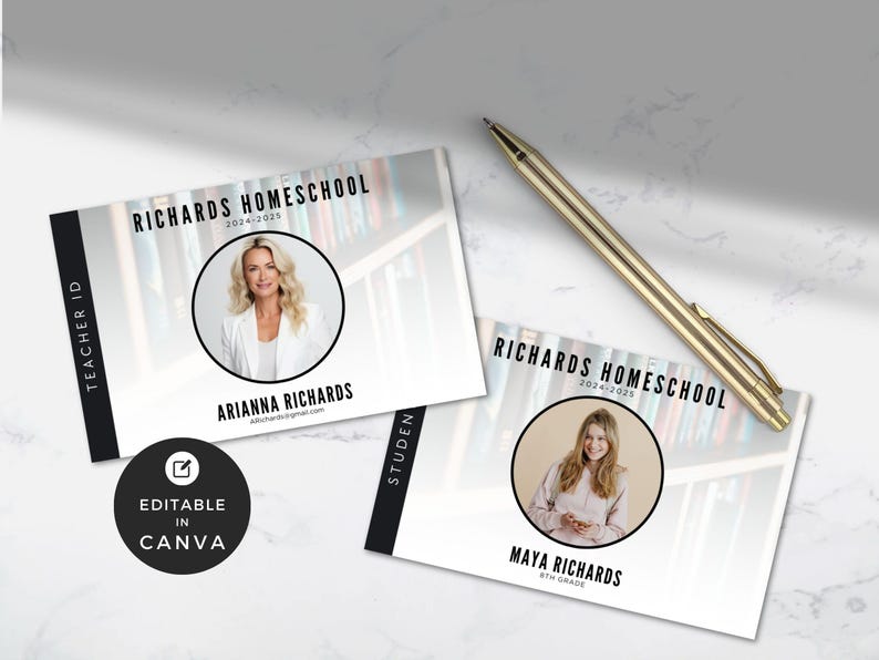 Editable Homeschool ID Card Template: Teacher & Student (canva) - Etsy