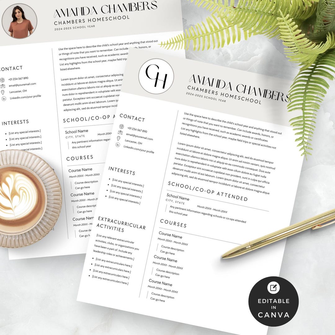 High School Resume Template, Editable Canva Design for Students ...