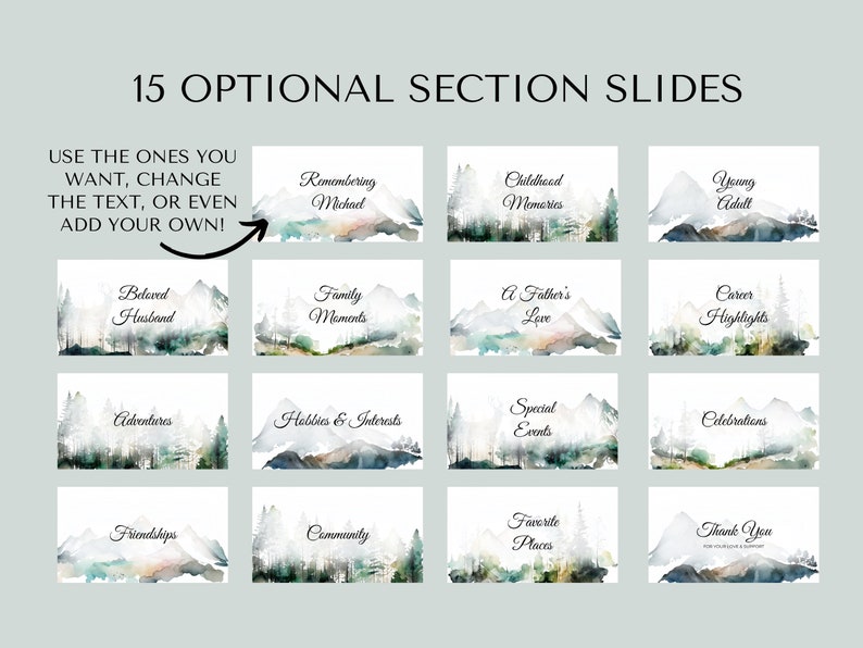 Mountain Funeral Slideshow Canva Template: Celebration of Life (digital ...