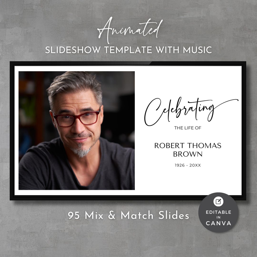 Funeral Slideshow Template Canva, Memorial Video Template With Music ...