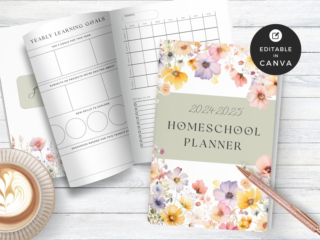 Homeschool Planner Canva, Printable Home School Mom Binder, Pdf ...