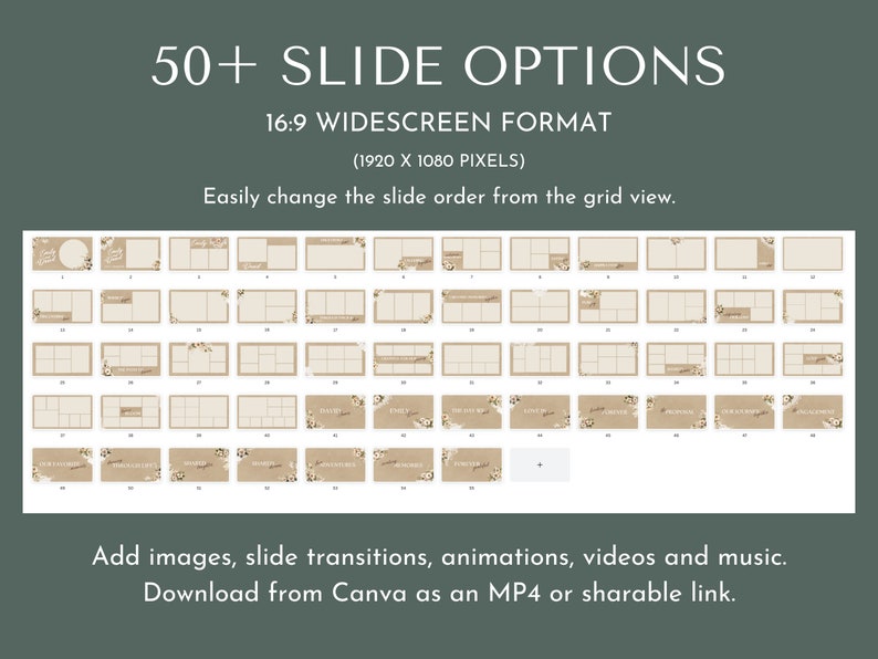 Wedding Slideshow Template Canva, Floral and Lace Photo Slide Show ...