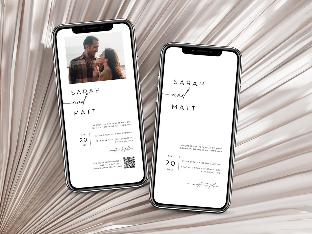 Simple Clean Digital Wedding Invitation Canva Template With Photo and ...