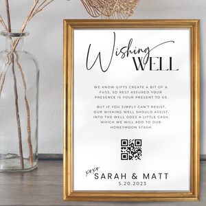 Wishing Well Sign Canva Template, Wedding QR Code Sign Printable ...