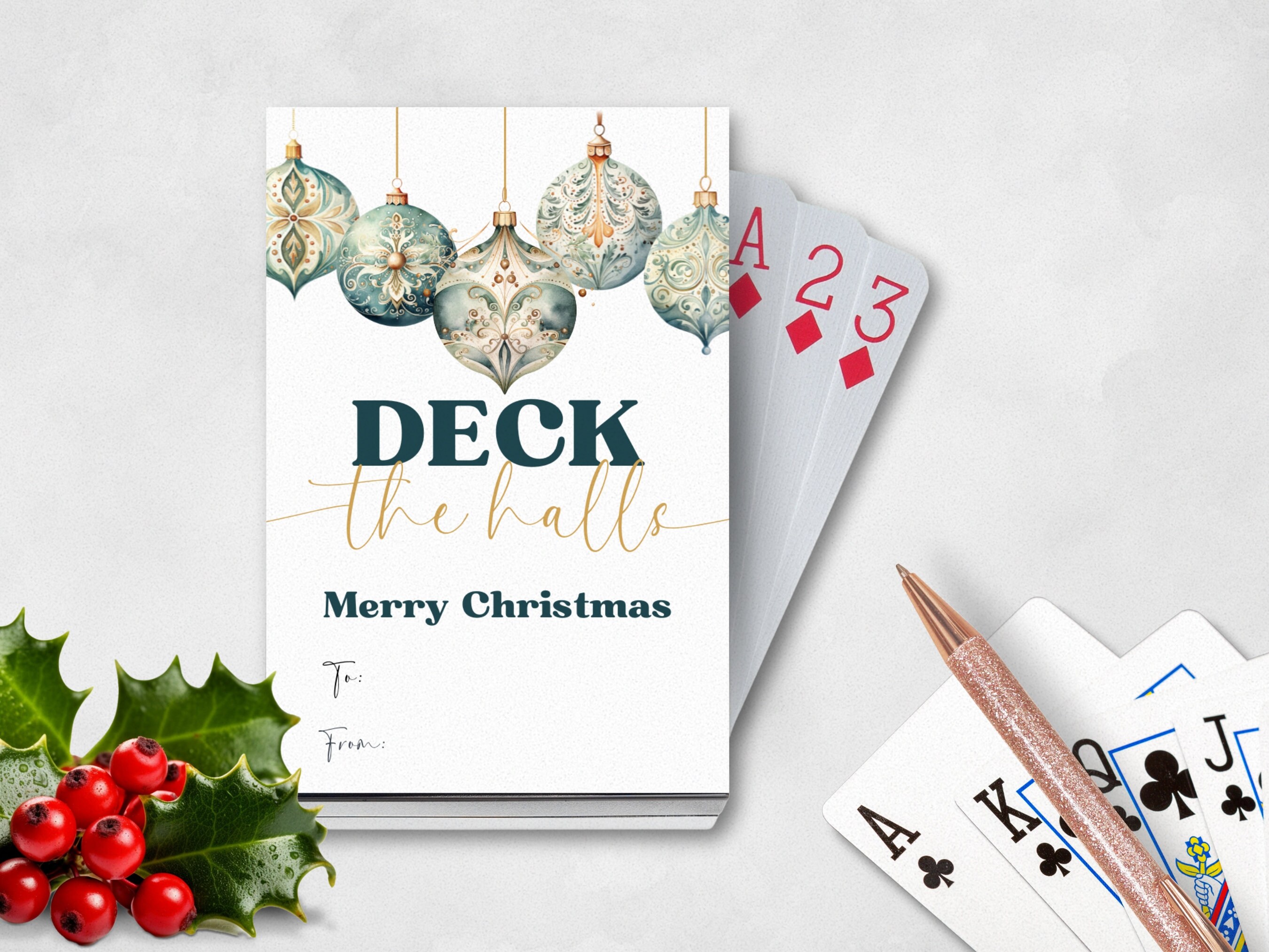 Printable Christmas Playing Card Gift Tag: Canva Template (digital ...