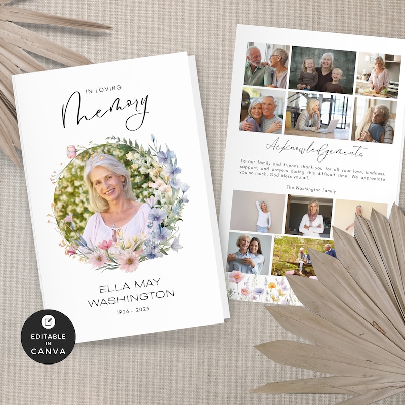 Funeral Program Template - Etsy