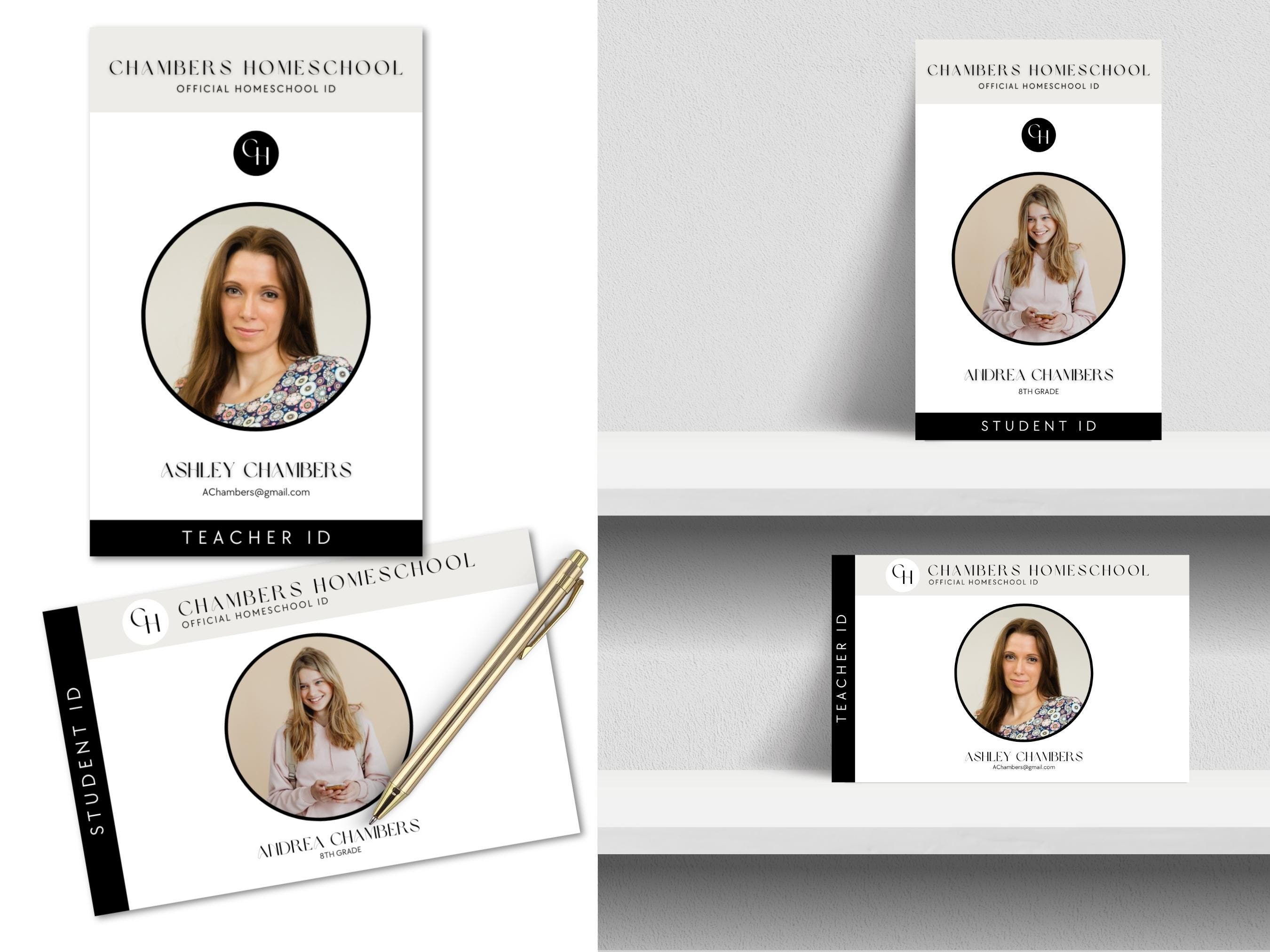 Editable Homeschool ID Card, Printable Teacher ID Card, Customizable ...