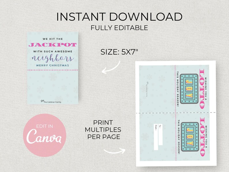 Printable Christmas Lottery Card Holder: Editable Canva Template ...