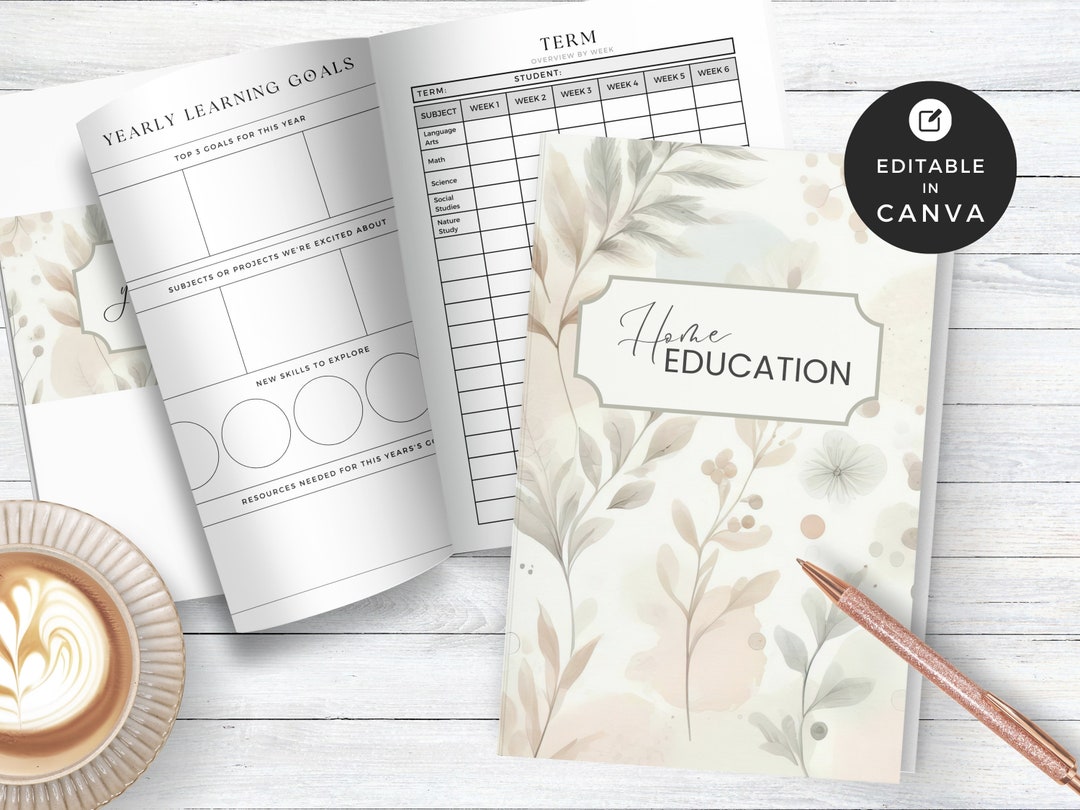 Homeschool Planner Canva, Printable Home School Mom Binder, Pdf ...