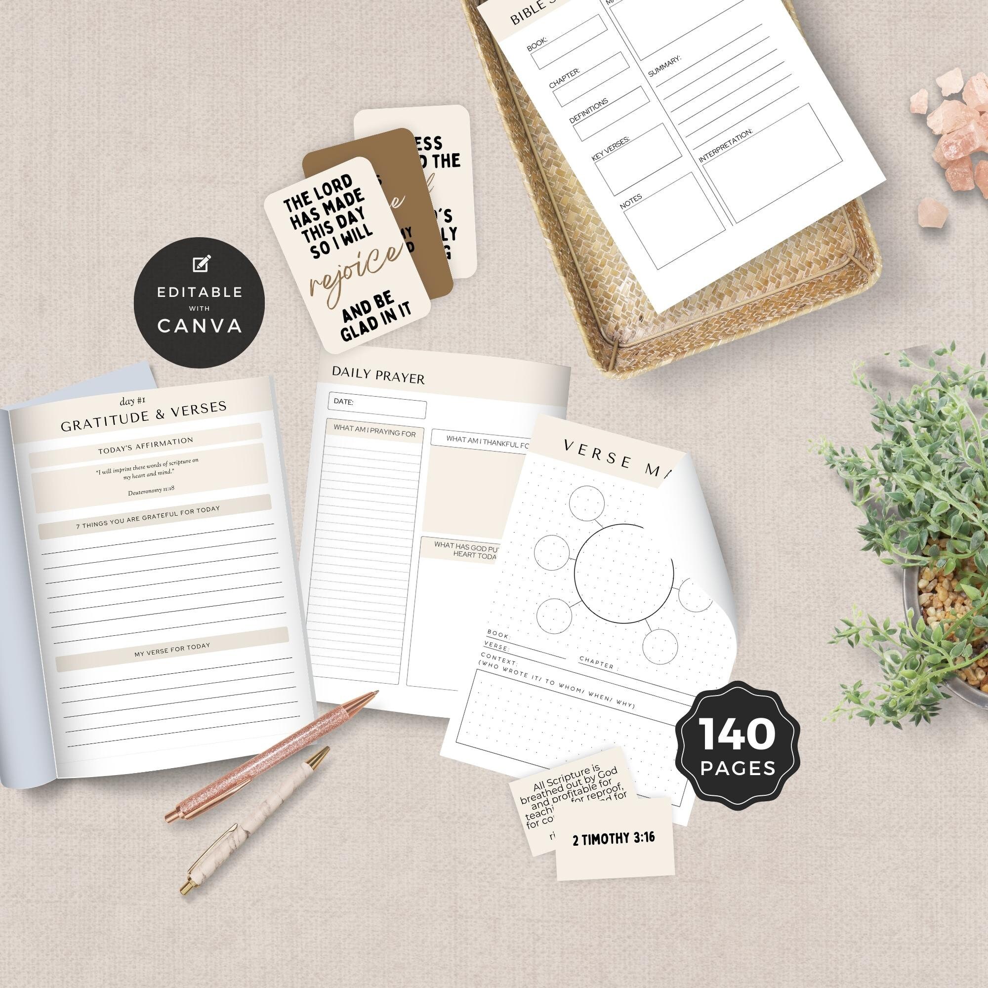 Digital Christian Journal Template, Memory Verse Cards, Bible Notebook ...