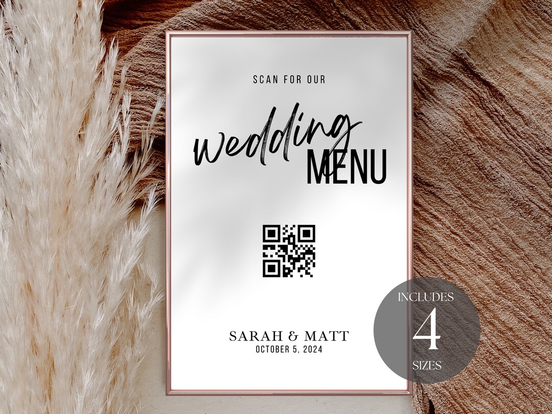 Modèle de signalisation de mariage pour Canva, signe de menu de mariage ...